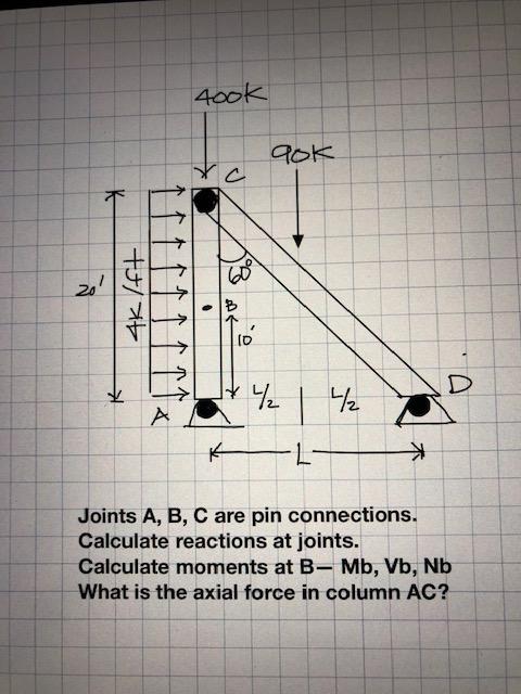 Solved Joints A, B, C are pin connections. Calculate | Chegg.com