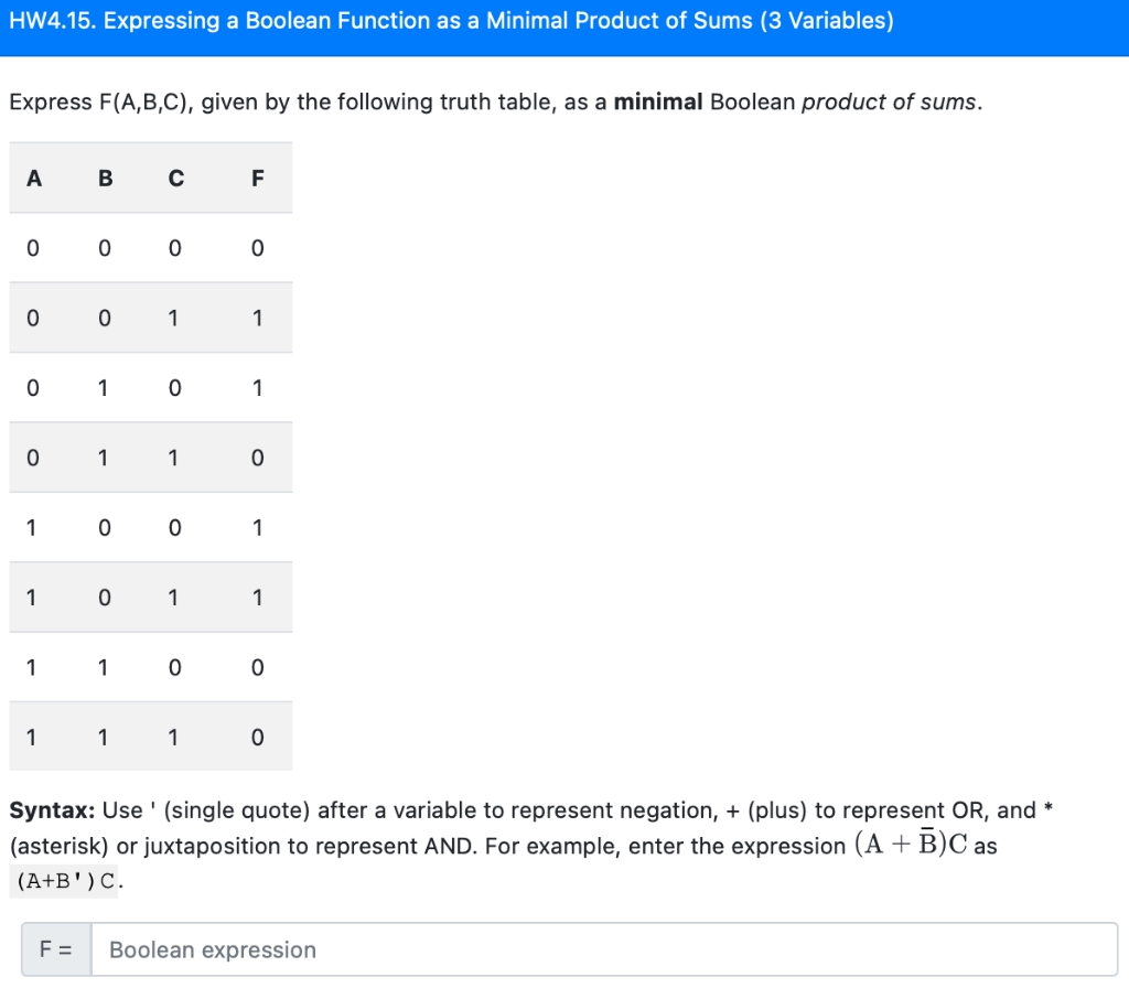 Solved HW4.15. Expressing a Boolean Function as a Minimal | Chegg.com