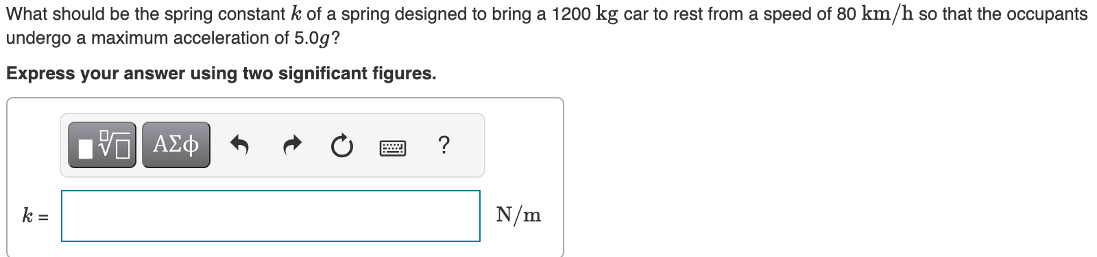 Solved What should be the spring constant k ﻿of a spring | Chegg.com