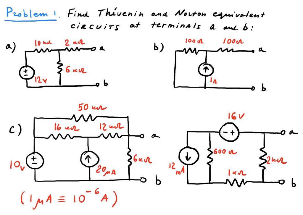 Solved Problem 1. Find Thévenin and Norton equivalent | Chegg.com