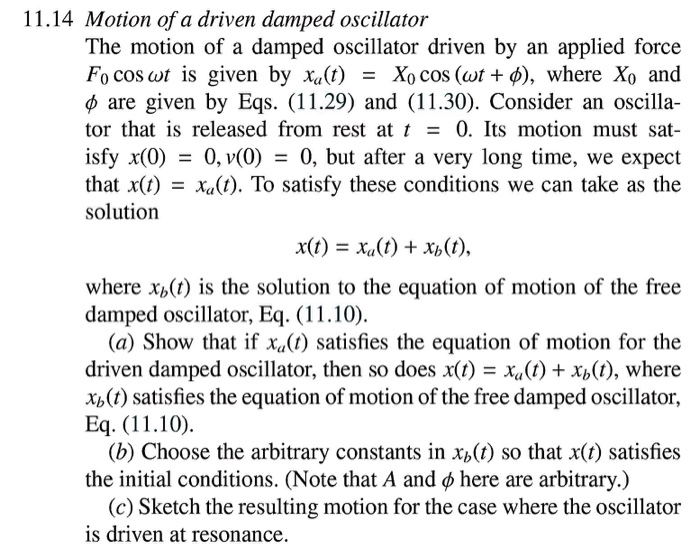 Solved 11.14 Motion of a driven damped oscillator The motion | Chegg.com