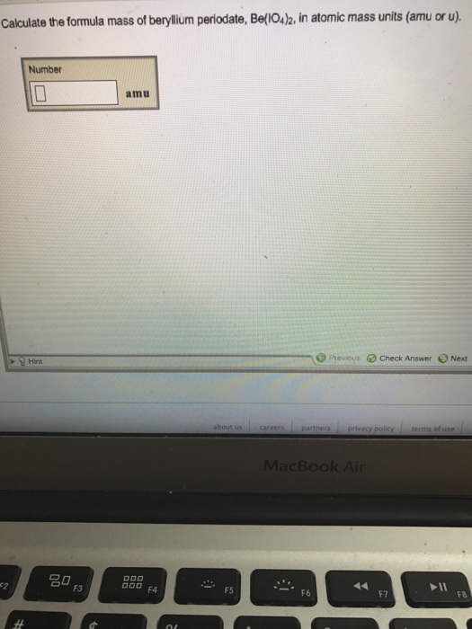 Solved Calculate the formula mass of beryllium periodate, | Chegg.com