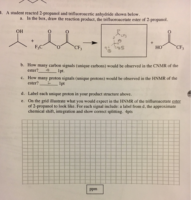 Solved A student reacted 2-propanol and trifluoracetic | Chegg.com