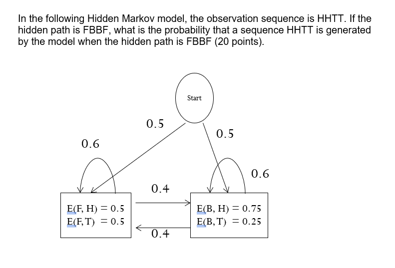 Solved In the following Hidden Markov model, the observation | Chegg.com
