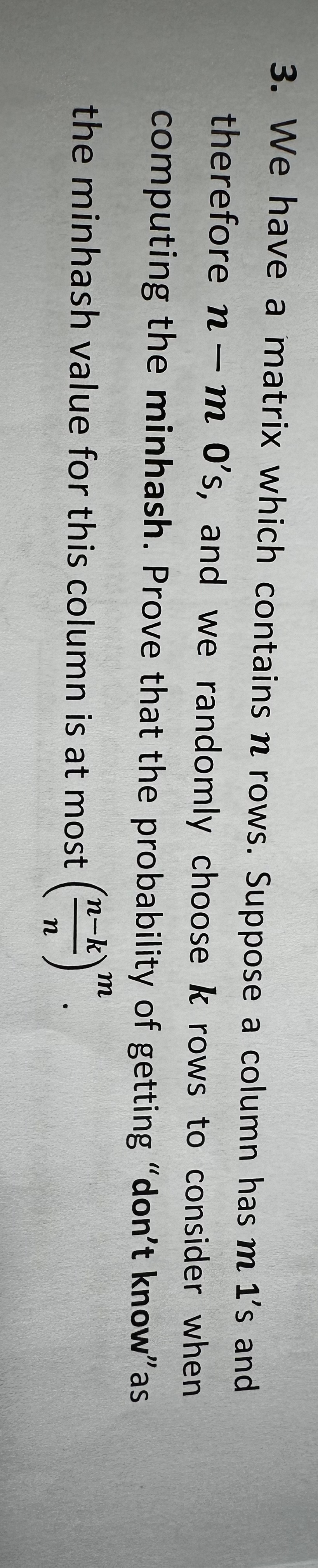 We have a matrix which contains n ﻿rows. Suppose a | Chegg.com
