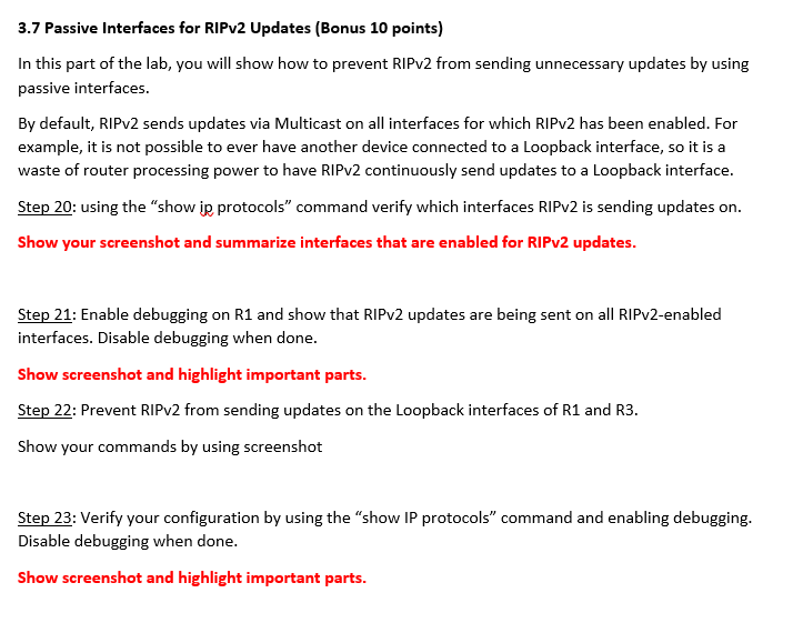 3.5 RIP Configuration Step 14: Enable RIPv2 on R1, R2 | Chegg.com