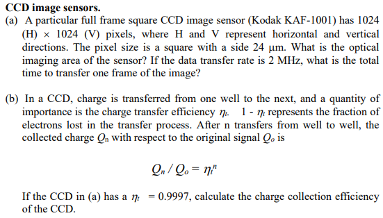 CCD image sensors. (a) A particular full frame square | Chegg.com