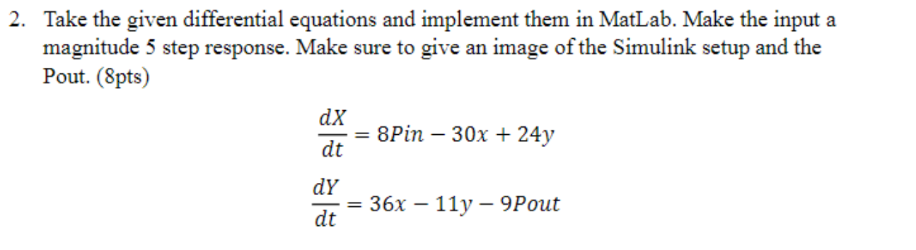 Solved 2. Take the given differential equations and | Chegg.com