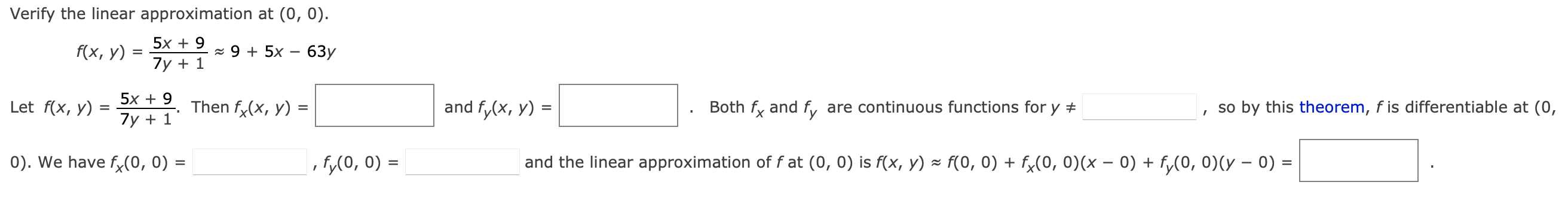 Solved Verify the linear approximation at (0,0) | Chegg.com