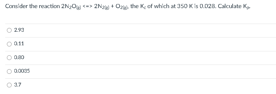 Solved Consider the reaction 2N2018) 2N2(g) + O2(g), the | Chegg.com