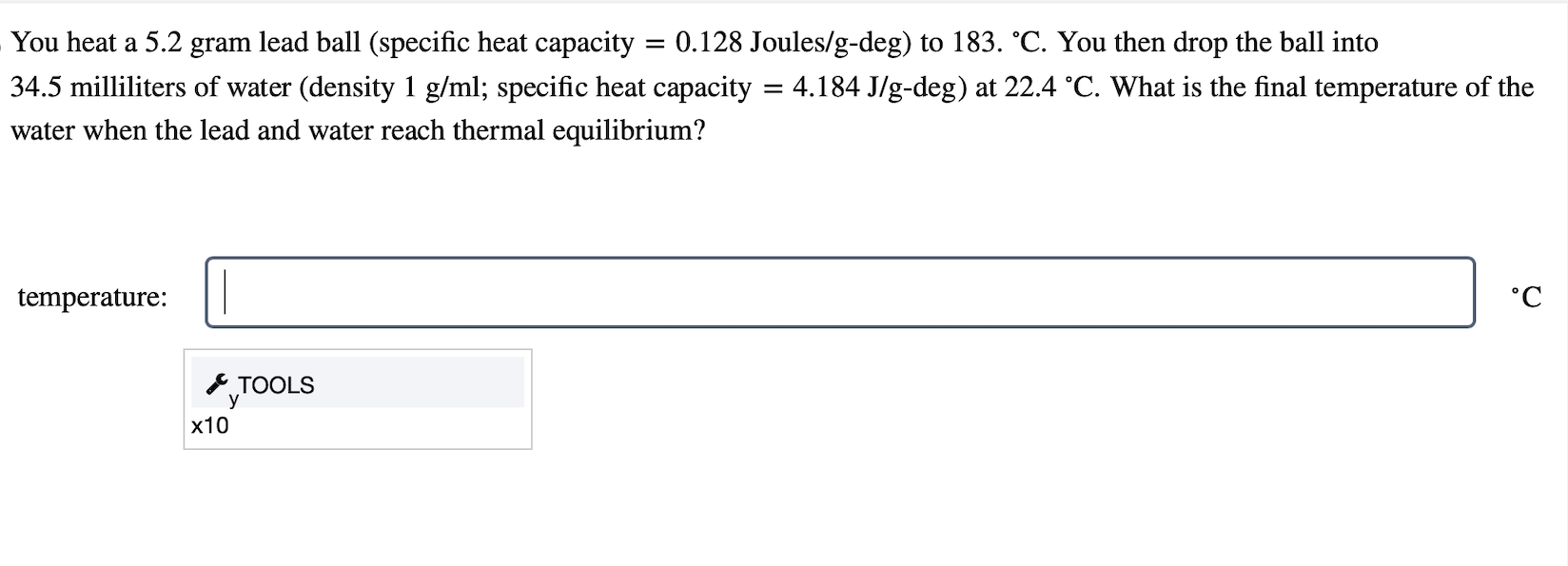 Solved You heat a 5.2 gram lead ball (specific heat capacity | Chegg.com