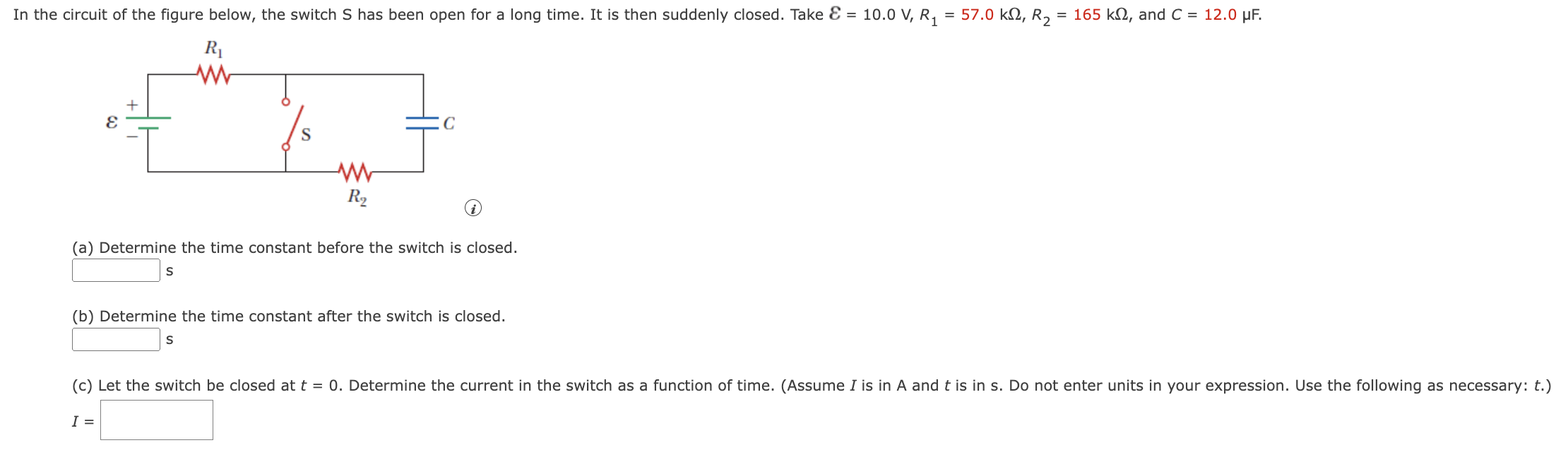 Solved In the circuit of the figure below, the switch S has | Chegg.com