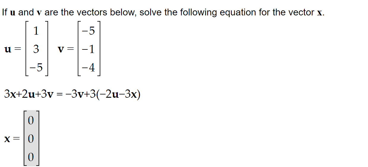 Solved If u and v are the vectors below, solve the following | Chegg.com