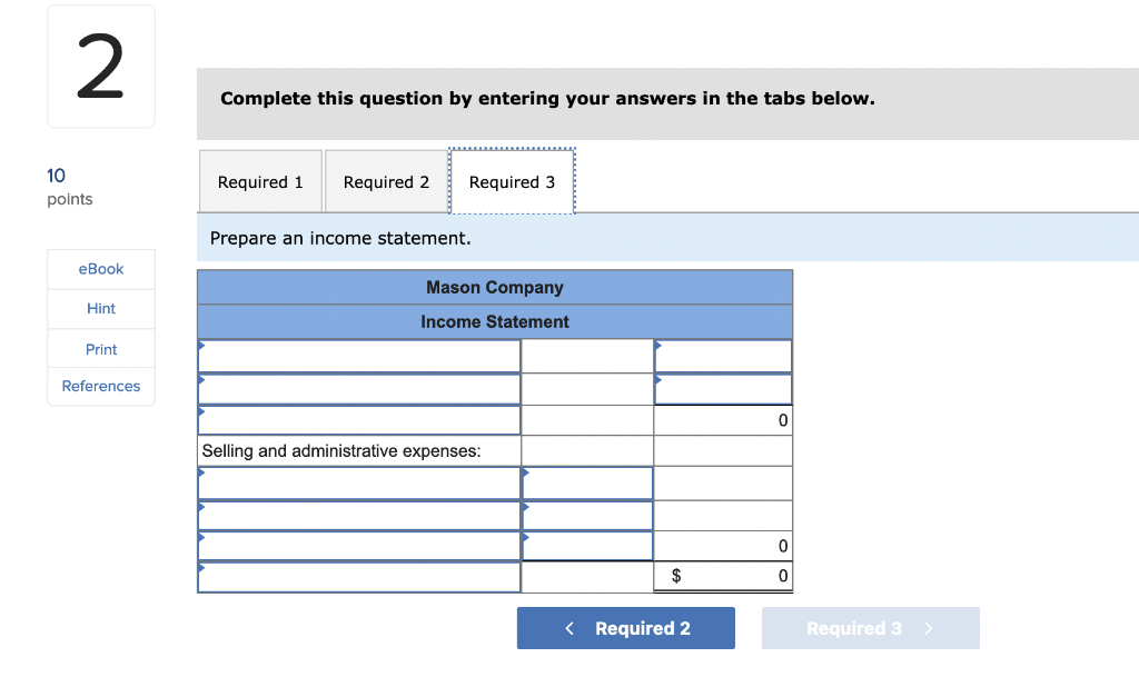 Solved 2 10 points eBook Hint Print References The following | Chegg.com