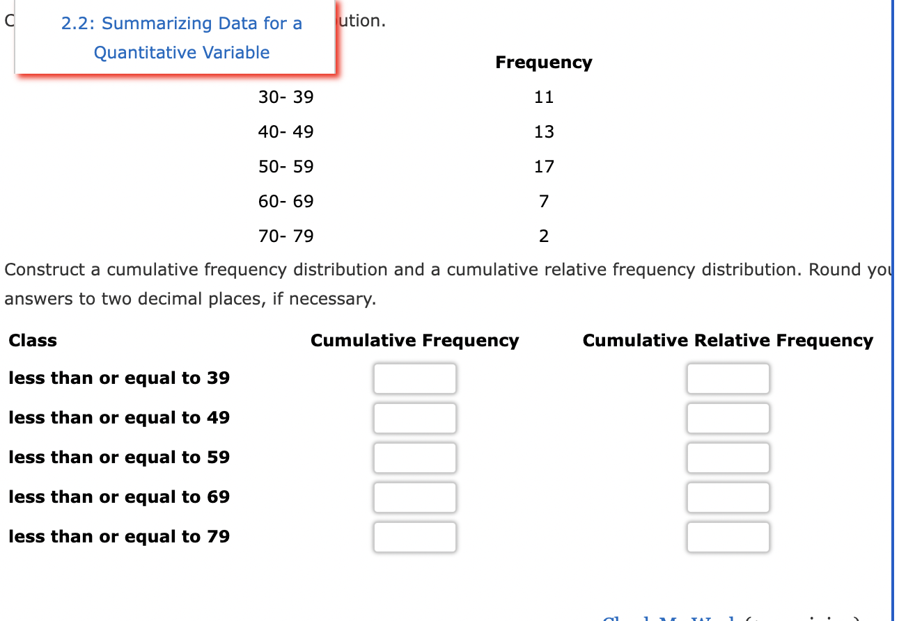 Solved Construct a cumulative frequency distribution and a | Chegg.com Solved Construct a cumulative frequency distribution and a | Chegg.com