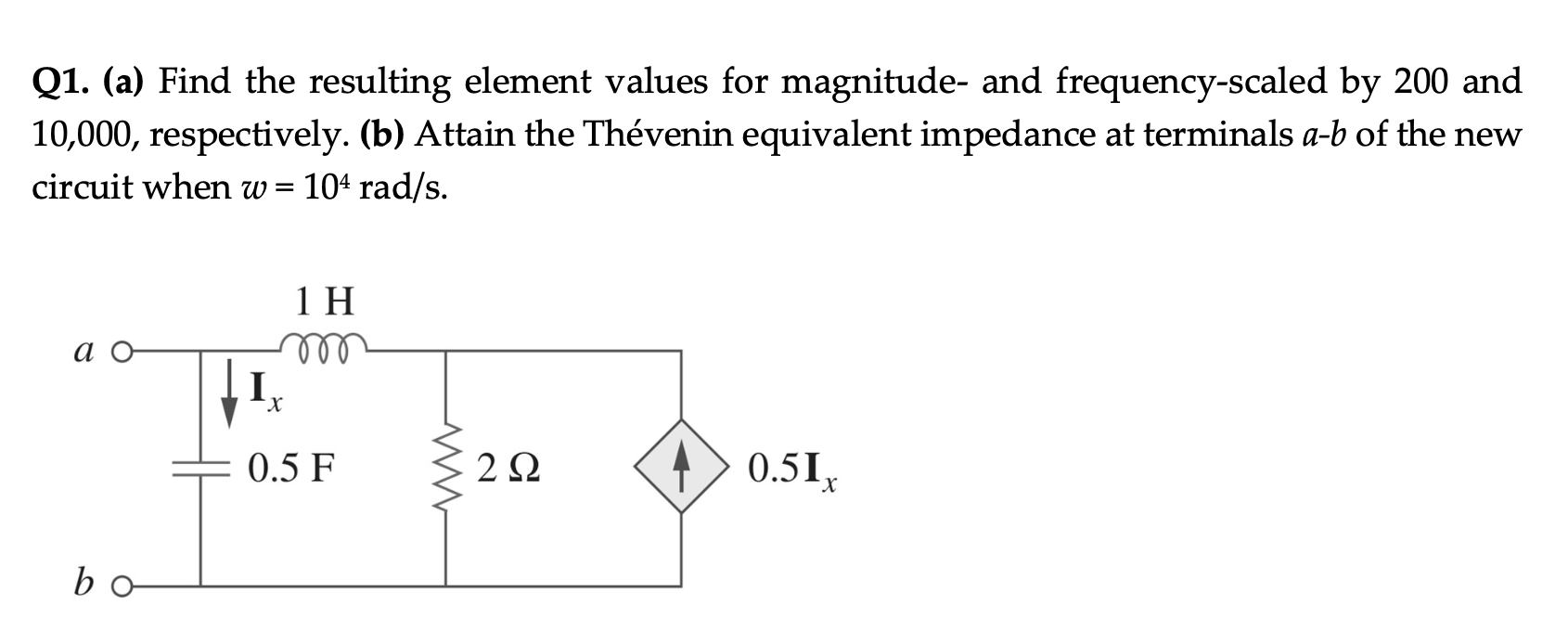 Solved (a) Find the resulting element values for magnitude- | Chegg.com