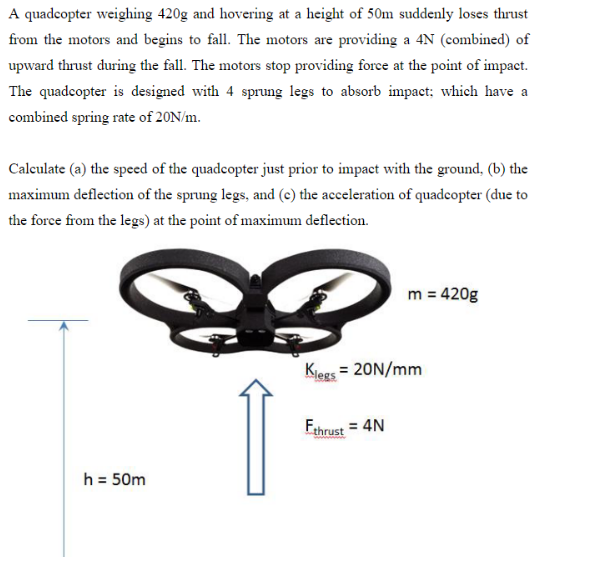 Solved A quadcopter weighing 420 g and hovering at a height | Chegg.com