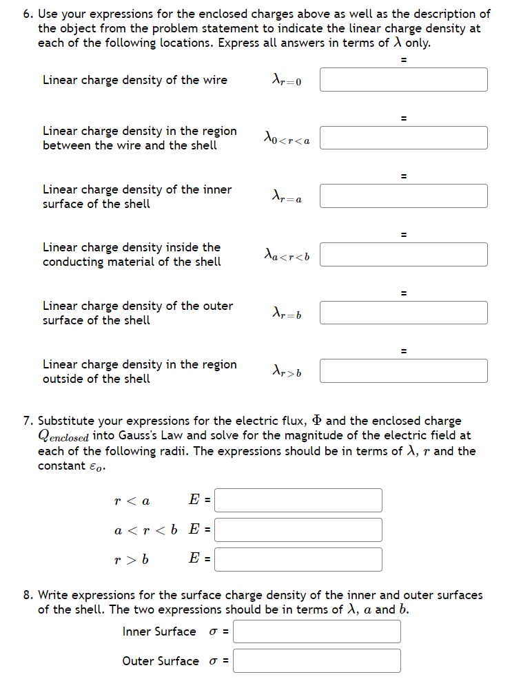 Solved 6. Use your expressions for the enclosed charges | Chegg.com
