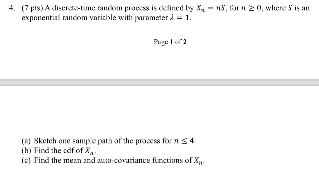 4. (7 pts) A discrete-time random process is defined | Chegg.com