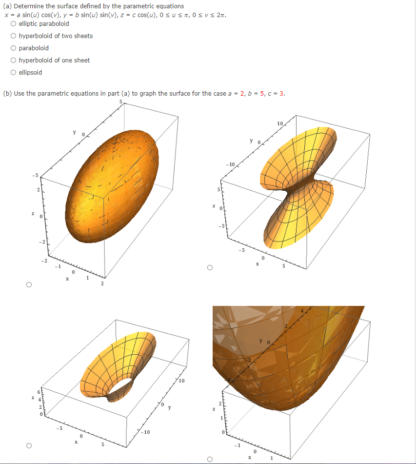 Solved (a) Determine the surface defined by the parametric | Chegg.com