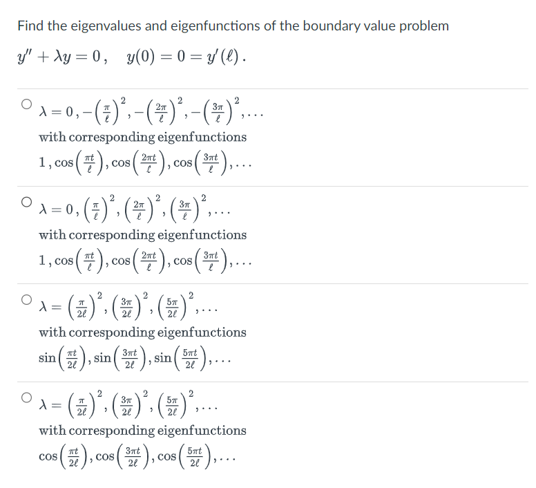 Solved Find the eigenvalues and eigenfunctions of the | Chegg.com