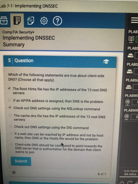 Solved Lab 7-1: Implementing DNSSEC PLAB CompTIA Security+ | Chegg.com