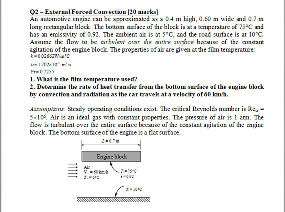 Solved Q2 - External Forced Convection [20 marks An | Chegg.com