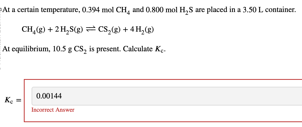Solved At a certain temperature, 0.394molCH4 ﻿and | Chegg.com