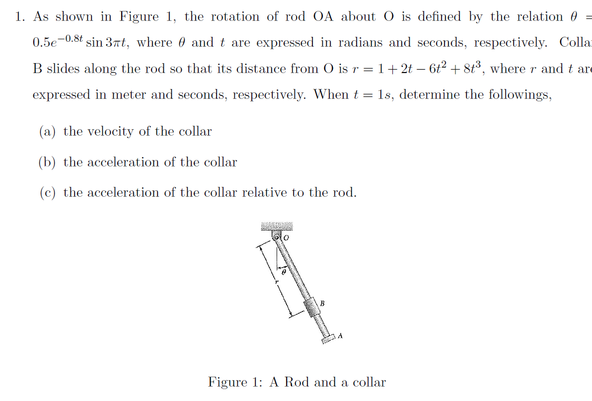 Solved 1. As shown in Figure 1, the rotation of rod OA about | Chegg.com