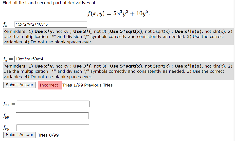 Solved Find all first and second partial derivatives of | Chegg.com