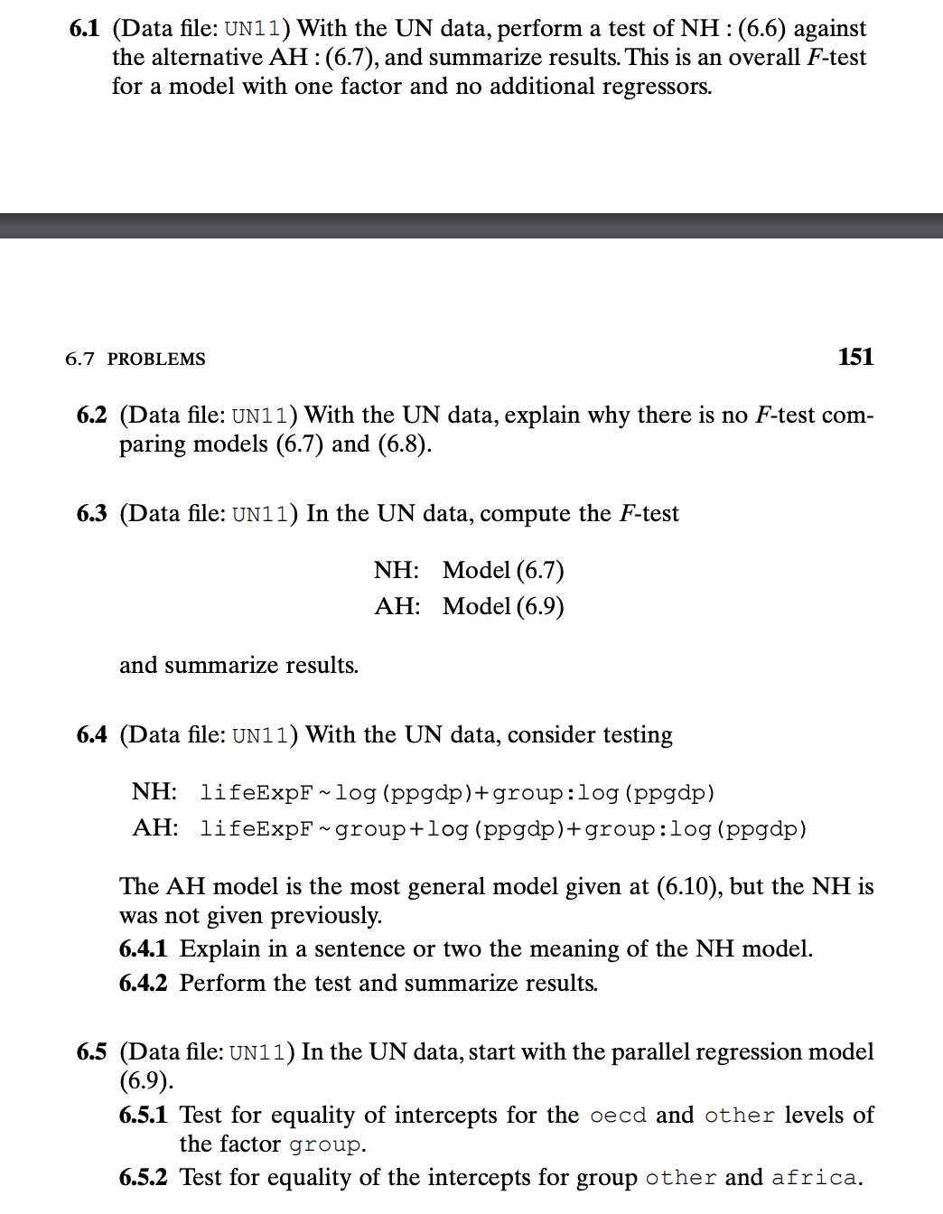 6.1 (Data file: UN11) ﻿With the UN data, perform a | Chegg.com