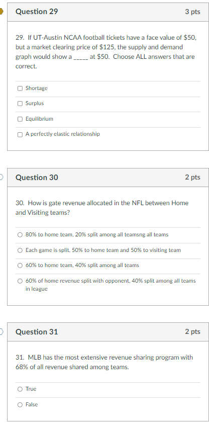 Solved Question 29 3 pts 29. If UT-Austin NCAA football | Chegg.com