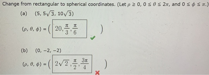 Solved Change from rectangular to spherical coordinates. | Chegg.com