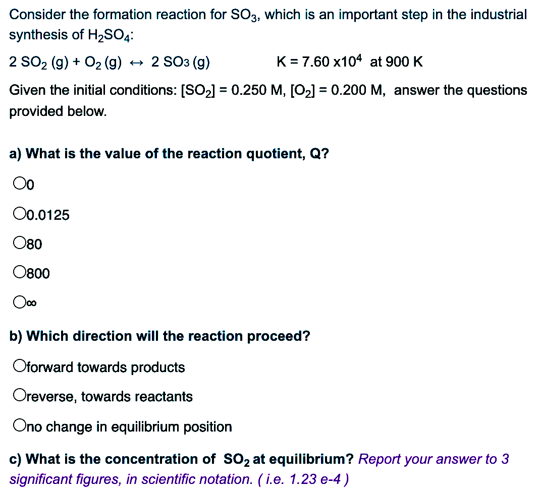 Solved Consider the formation reaction for SO3, which is an | Chegg.com