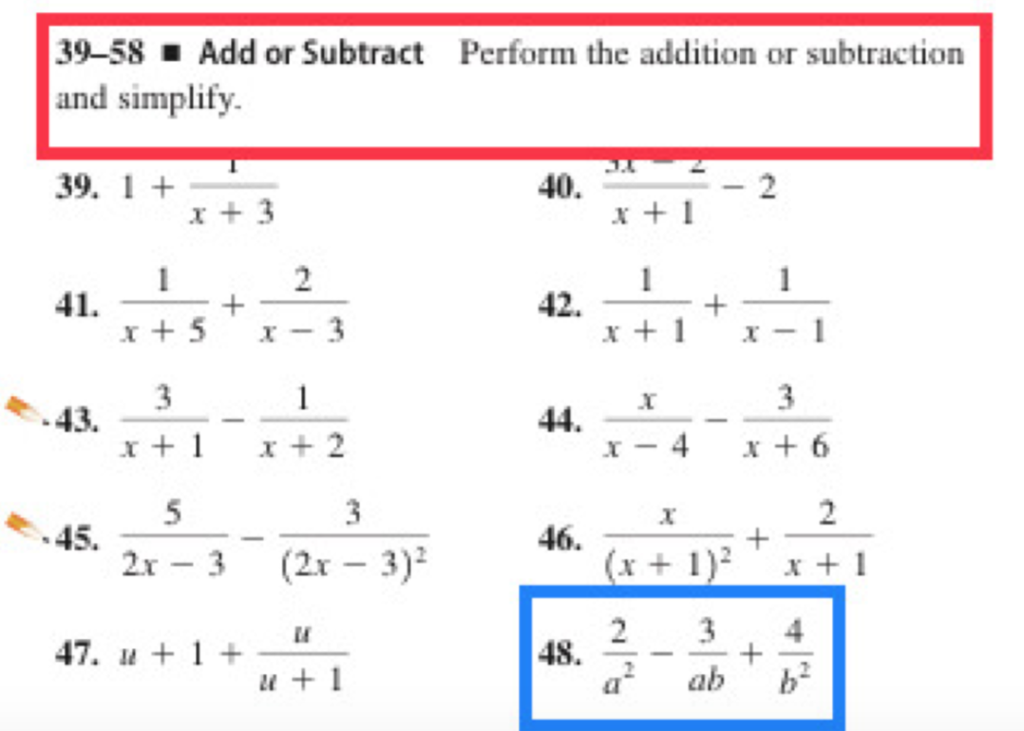 Solved 39-58·Add or Subtract Perform the addition or | Chegg.com
