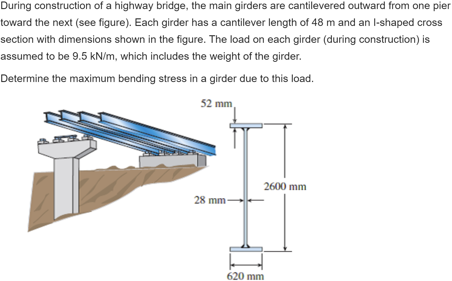Solved During construction of a highway bridge, the main | Chegg.com