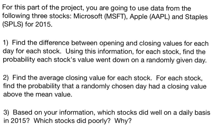 Solved For this part of the project, you are going to use | Chegg.com