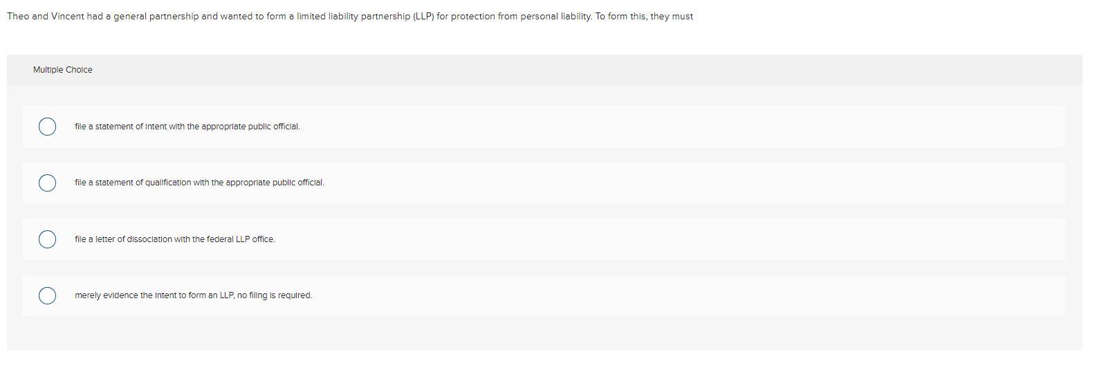 Solved Multiple Choice file a statement of intent with the | Chegg.com