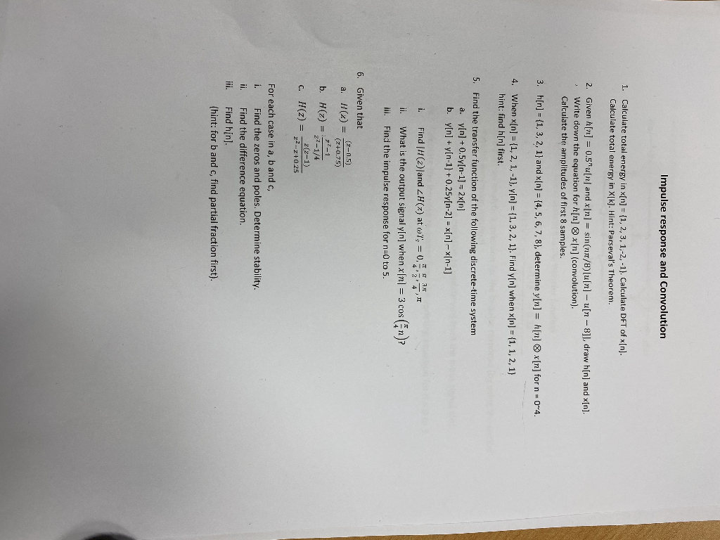 Solved Impulse response and Convolution 1. Calculate total | Chegg.com