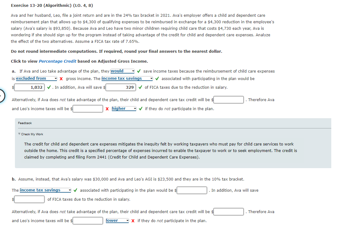 Solved Exercise 13-20 (Algorithmic) (LO. 4, 8) Ava and her | Chegg.com