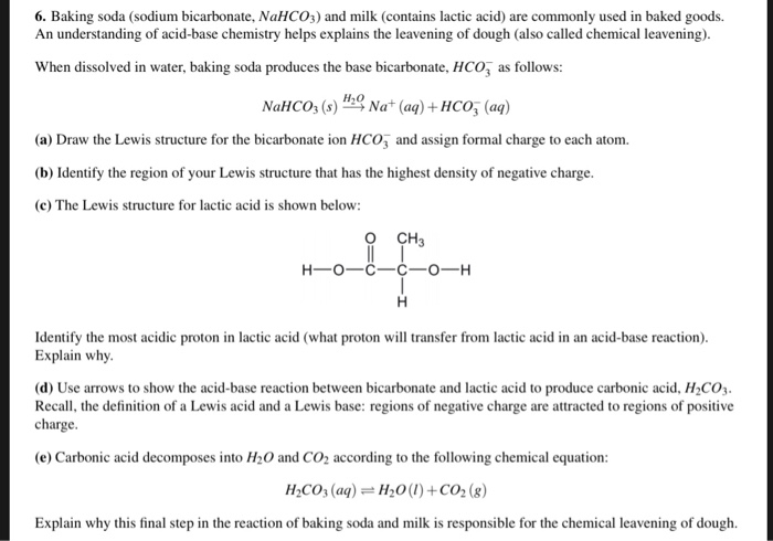 Solved 6. Baking soda (sodium bicarbonate, NaHCO3) and milk | Chegg.com