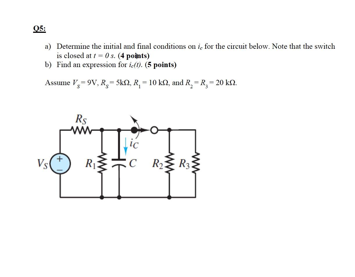 Solved 05: a) Determine the initial and final conditions on | Chegg.com