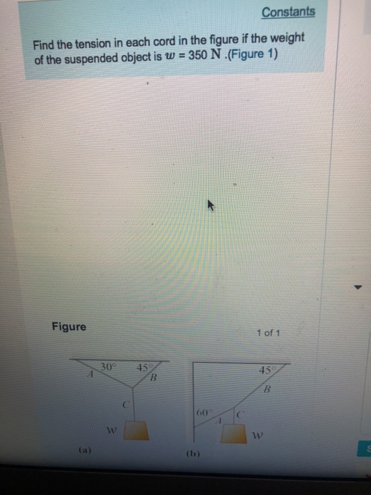 Solved Constants Find the tension in each cord in the figure | Chegg.com