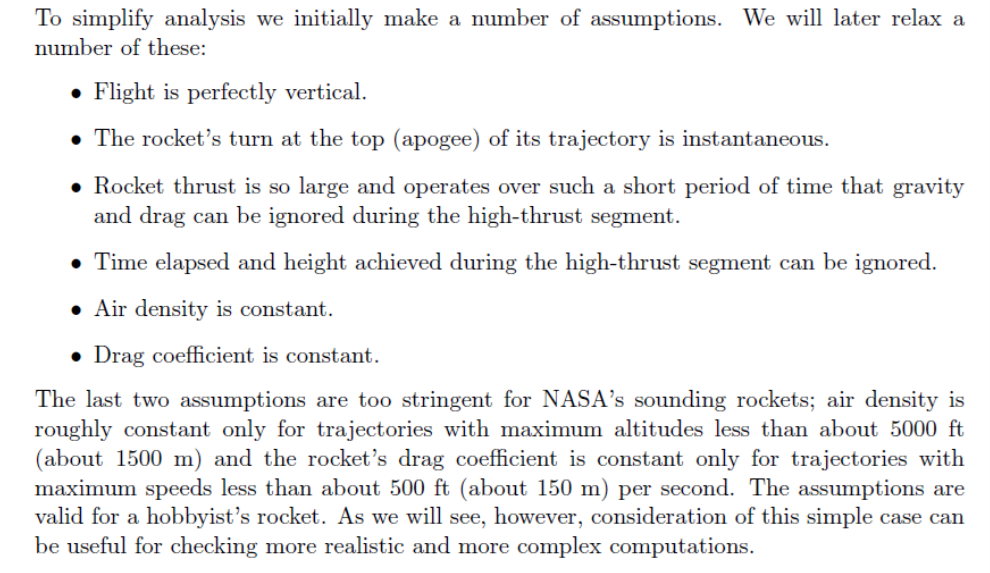 Solved Assignment: Sounding Rocket Trajectory - taken from | Chegg.com