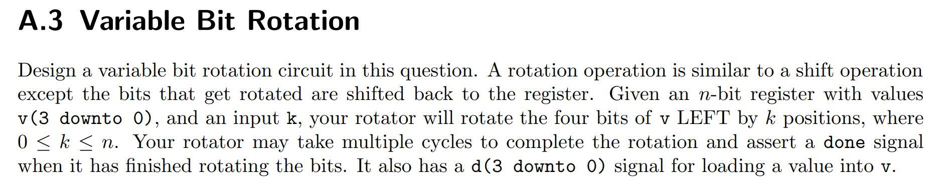 Solved A.3 Variable Bit Rotation Design a variable bit | Chegg.com