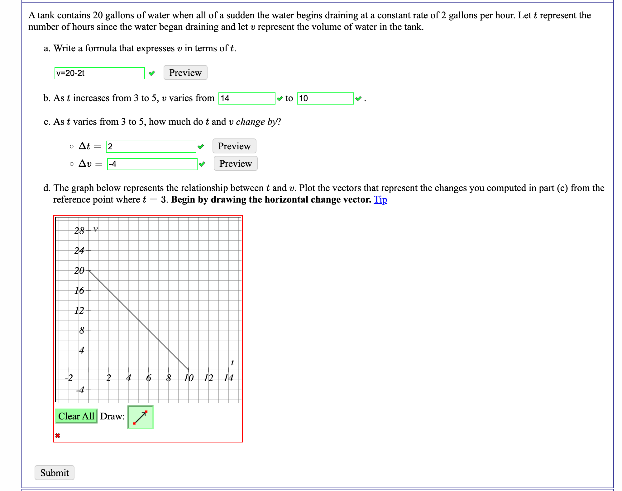 tank contains 20 gallons of water when all of a | Chegg.com