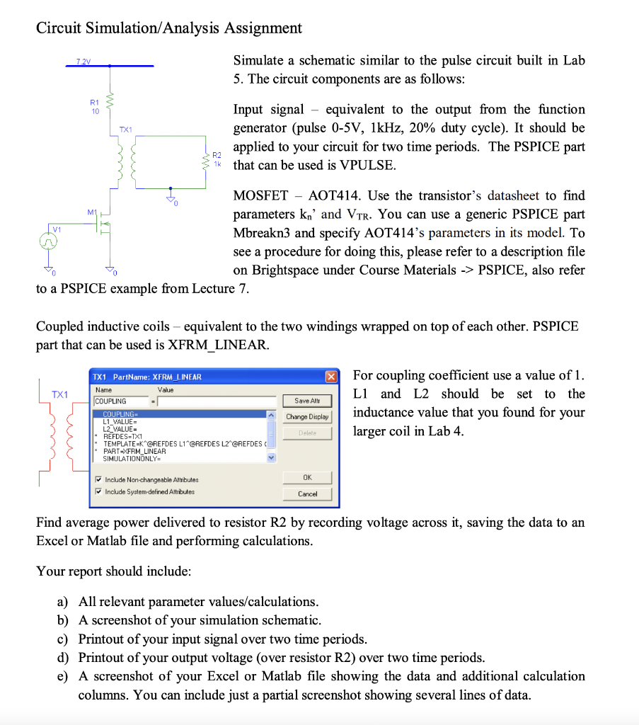 Circuit Simulation/Analysis Assignment 72V Simulate a | Chegg.com