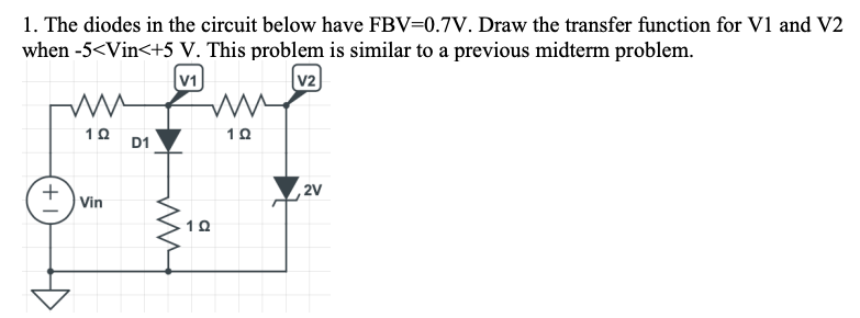 Solved 1. The diodes in the circuit below have FBV=0.7 V. | Chegg.com