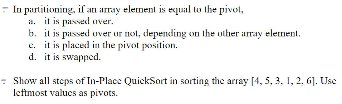 Solved In Partitioning If An Array Element Is Equal To The 8157