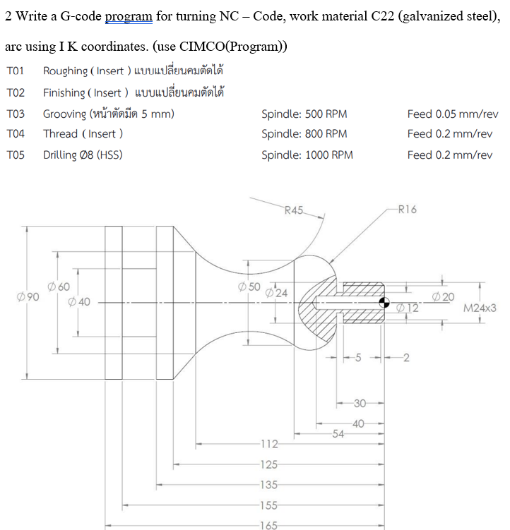 Solved 2 Write a G-code program for turning NC - Code, work | Chegg.com